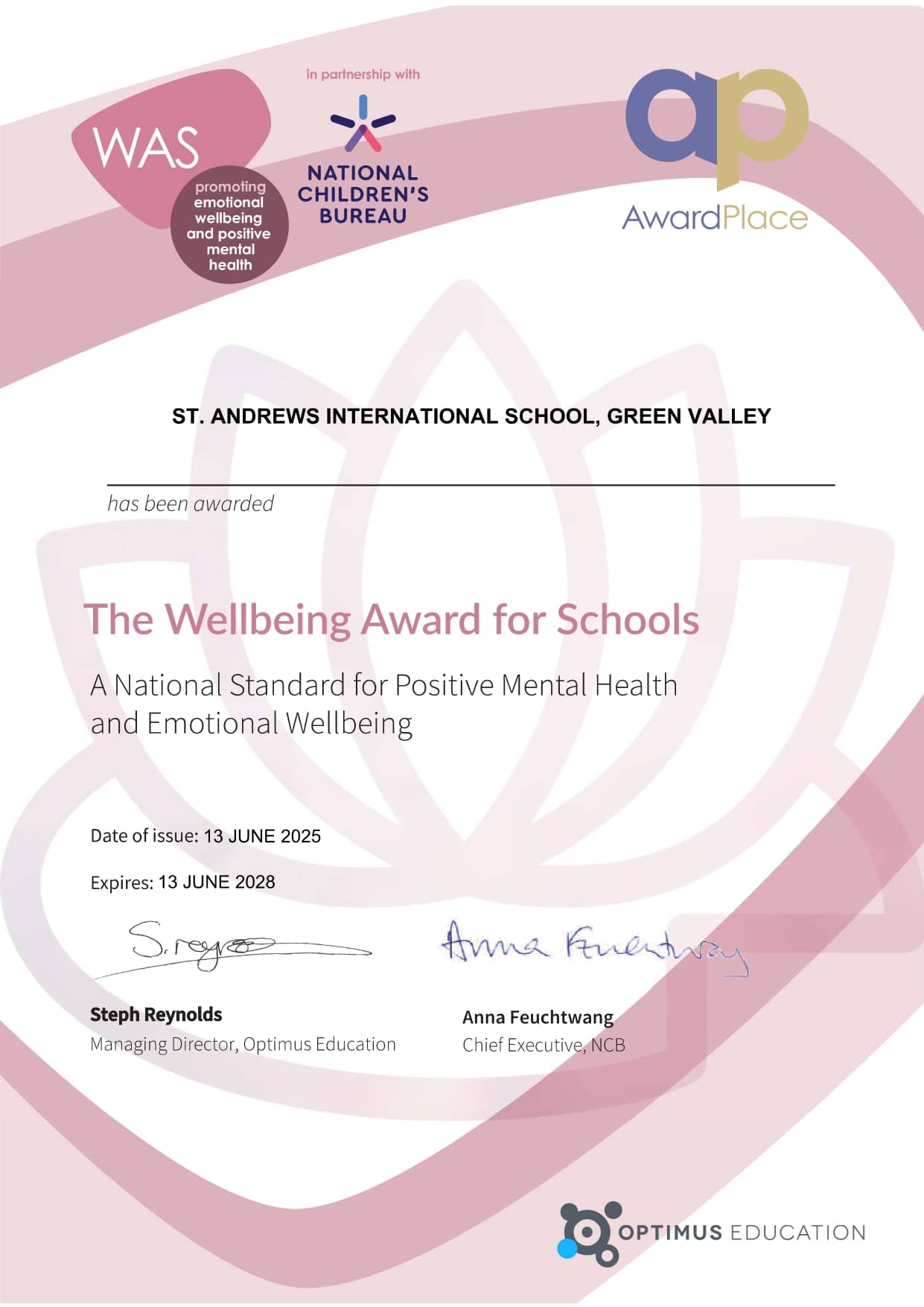 St. Andrews Green Valley Wins Wellbeing Award for Schools